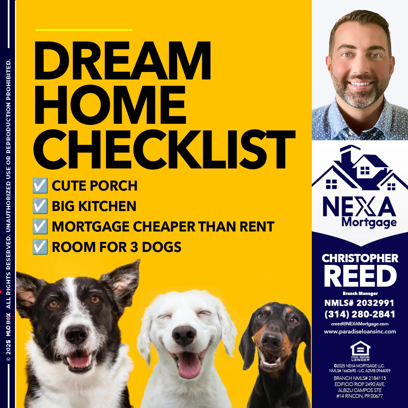 DREAM HOME CHEK LIST - Christopher Reed -Branch Manager